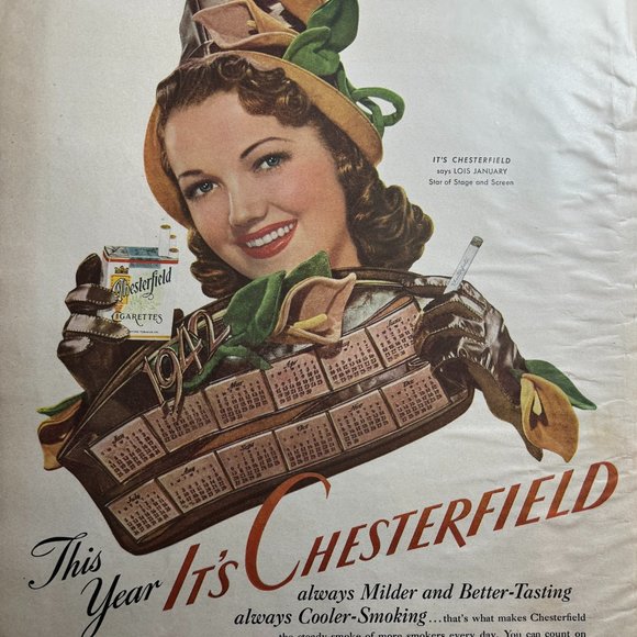 Chesterfield | Art | Vintage 942 Chesterfield Print Ad This Year Its ...